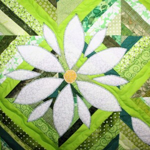 Color Therapy Quilted Wall Hanging Flower Art Quilt...spring GREEN Life ...