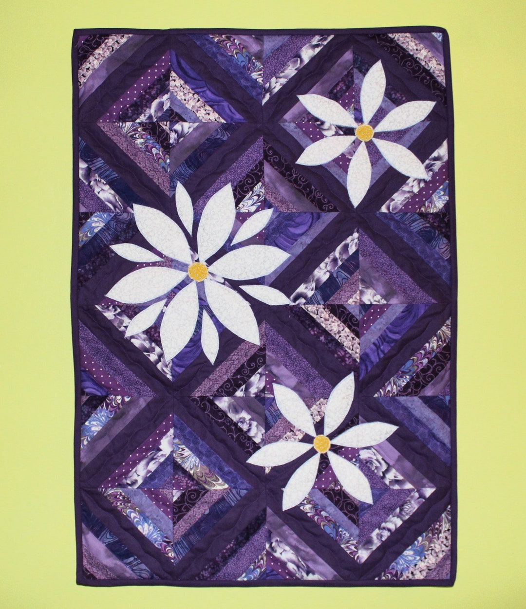 Color Therapy Quilted Wall Hanging Flower Art Quilt... VIOLET PURPLE ...