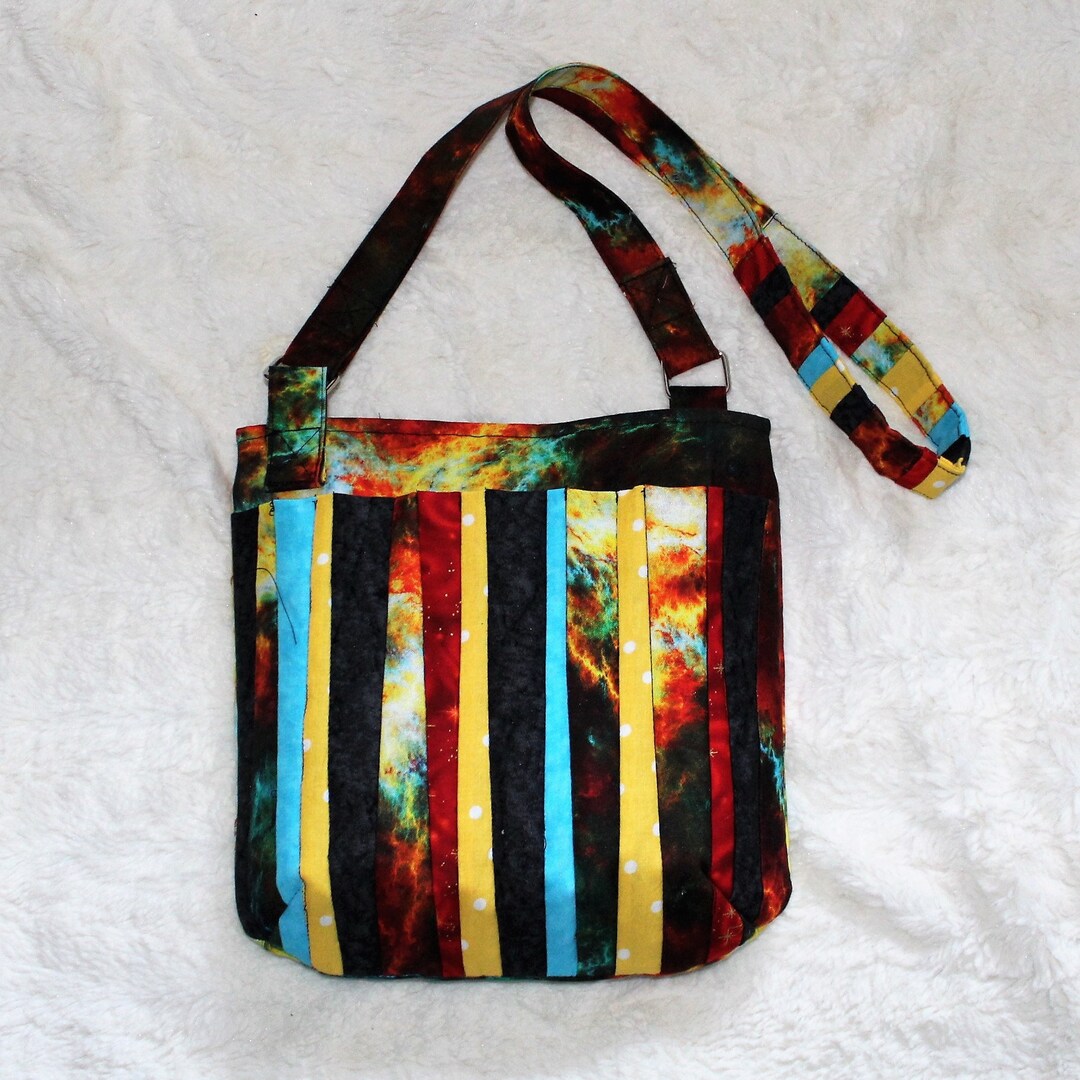 Quilted Fabric Over the Shoulder Crossbody Purse Boho Bag With Pocket ...