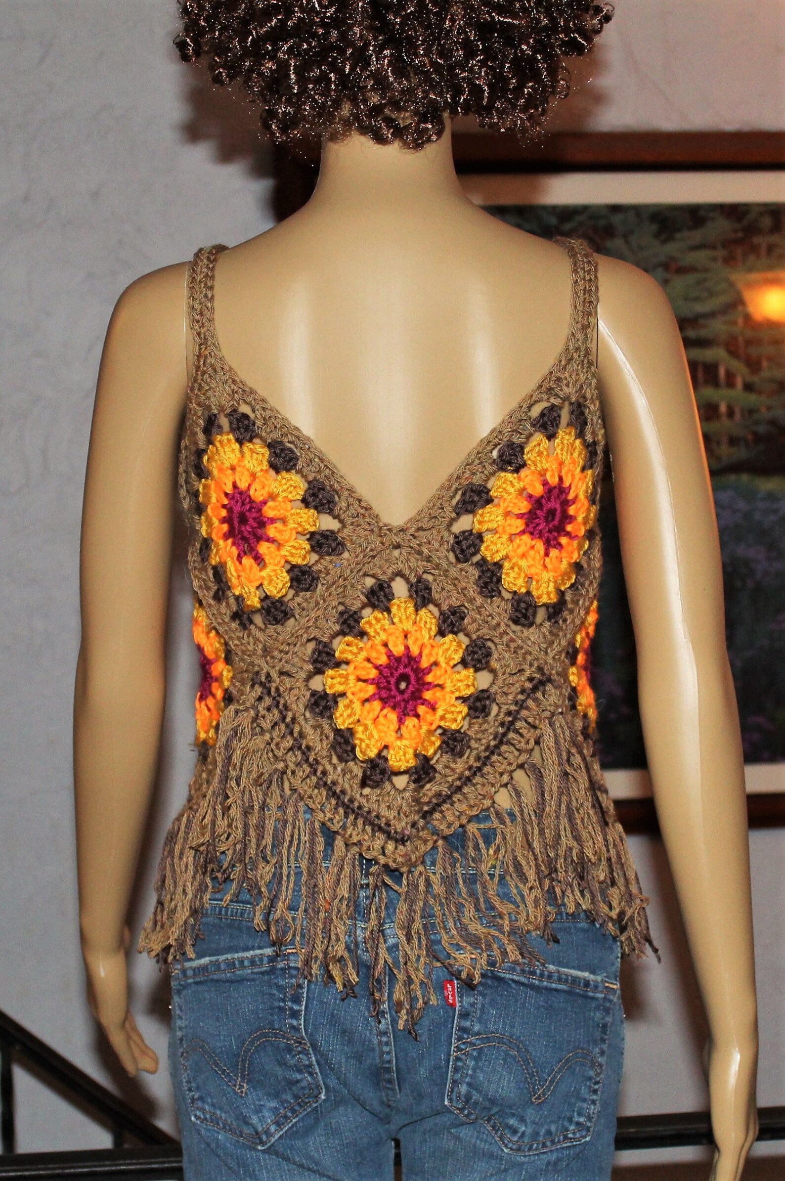 OOAK Women's Boho Granny Square Retro Style Tank | Etsy