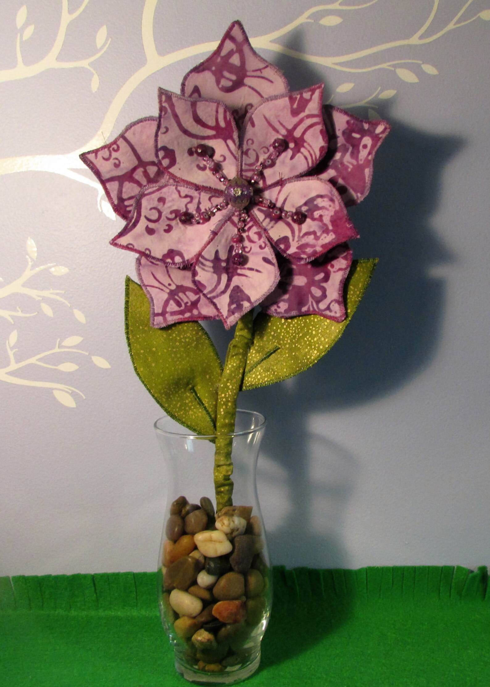 FOREVER Flower Beaded Batik Fabric Thank You, Get Well, I Love You ...