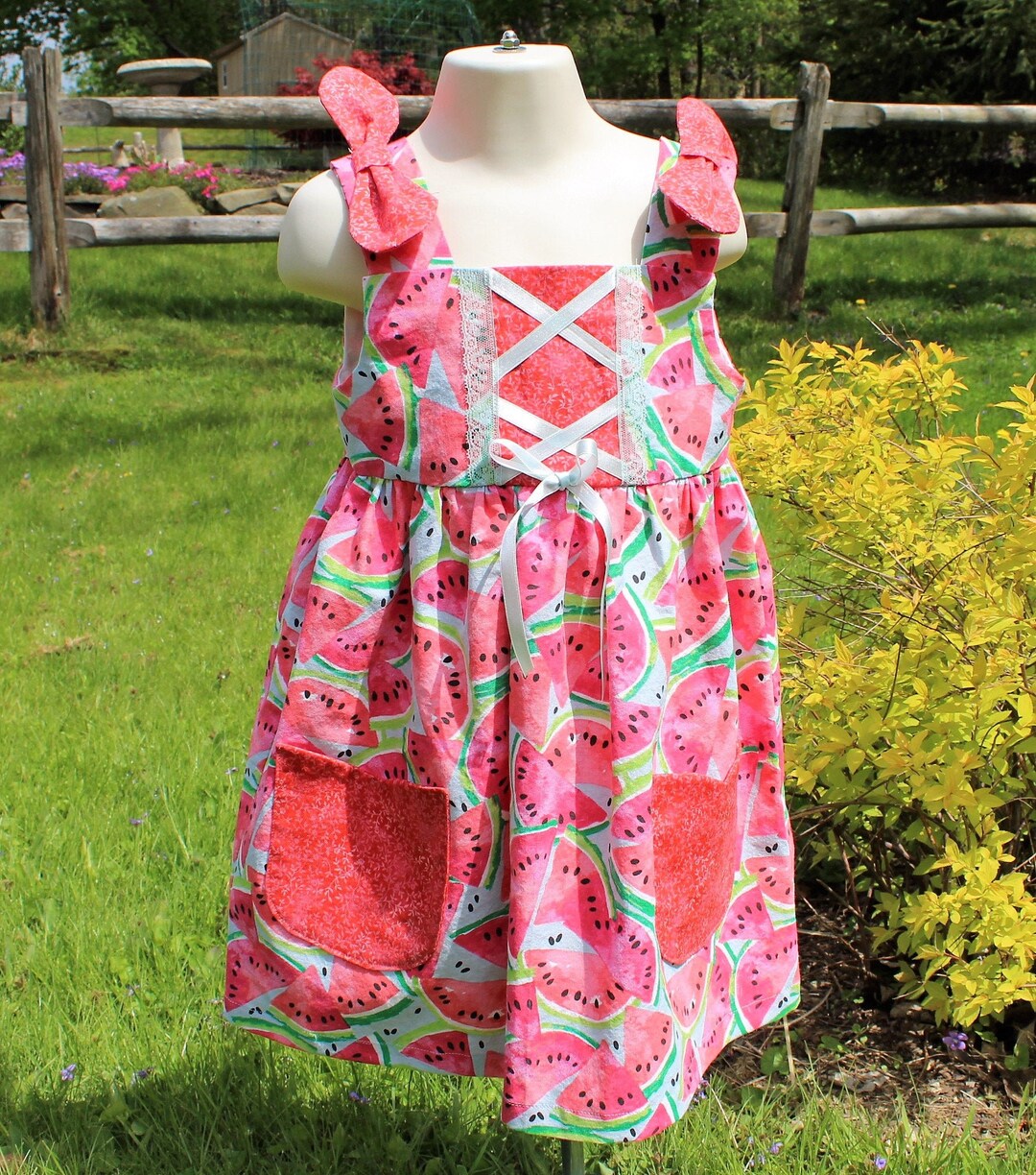 Toddler Girl Summer Dress Sundress W/ Front Overlay, Laced Ribbon and ...