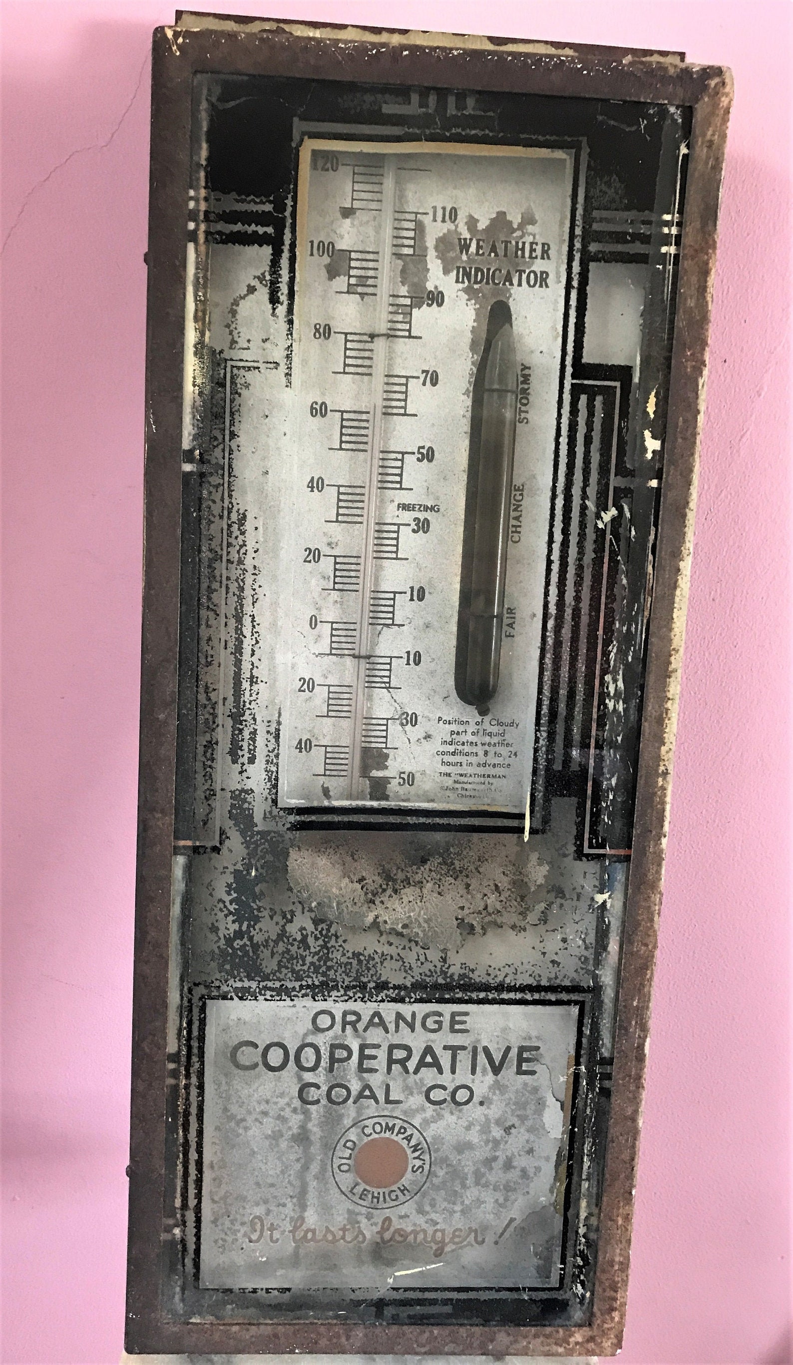 Antique Scientific Weather Indicator Advertising Thermometer | Etsy