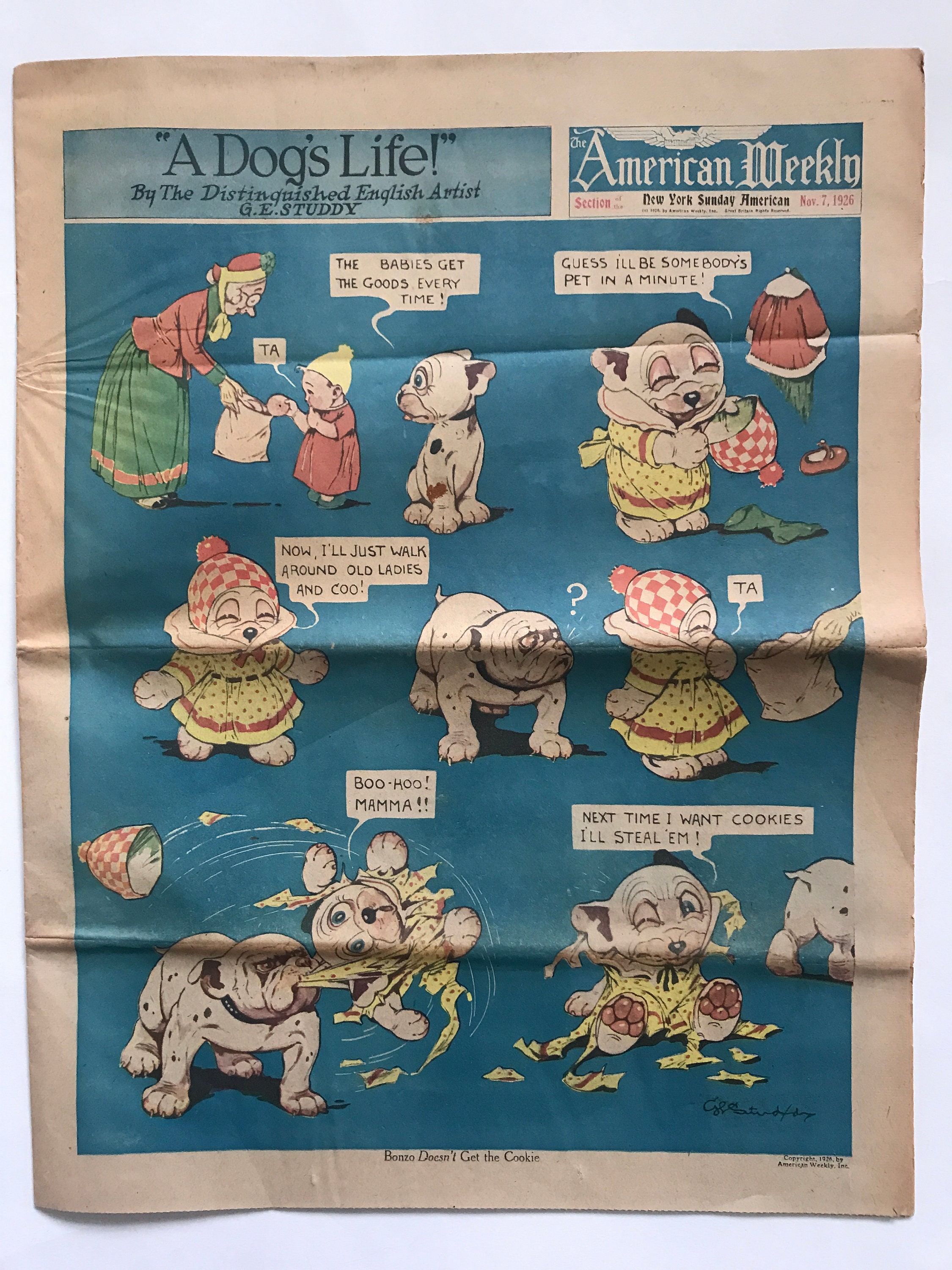 Cartoon Character Bonzo 1926 American Weekly Newspaper Comic Strip ...