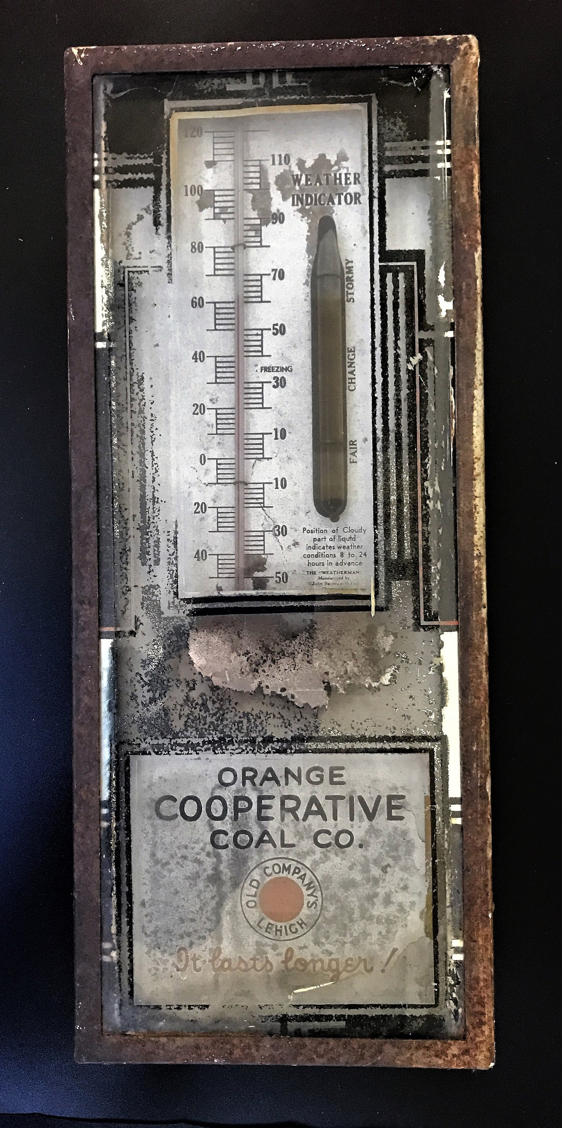 Antique Scientific Weather Indicator Advertising Thermometer | Etsy