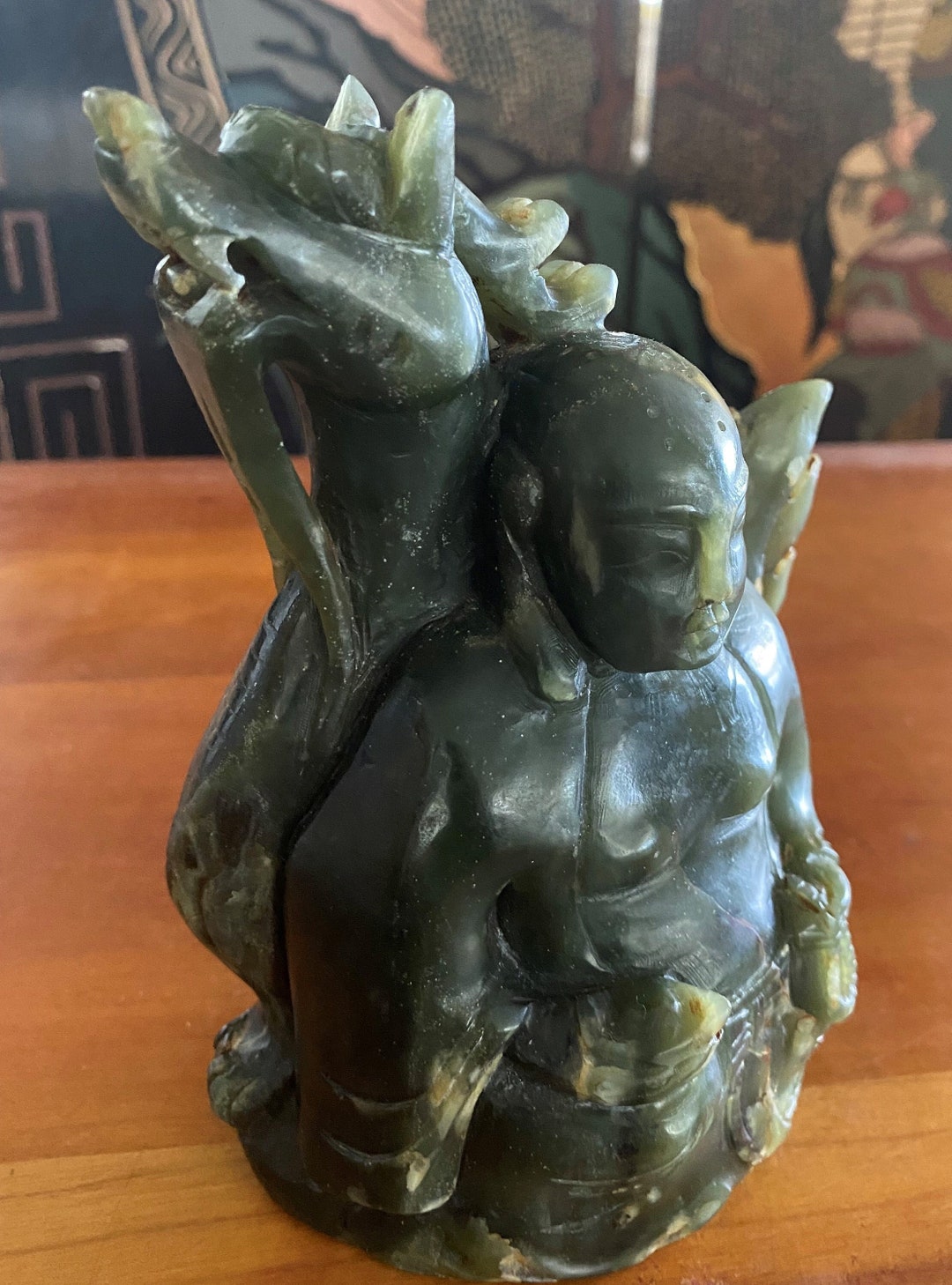 Ornate Antique Chinese Jade Dragon Statue With Buddha - Etsy