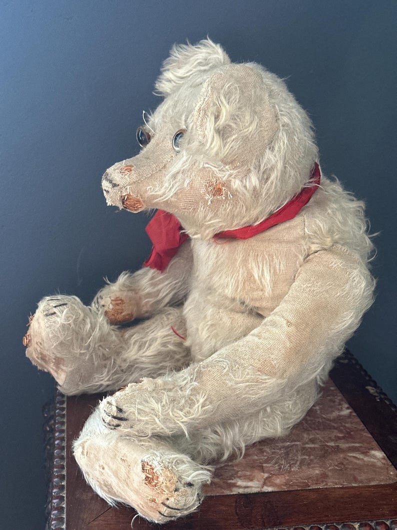 Antique German Jopi White 19" Teddy Bear With Swiss Music Box in Tummy ...