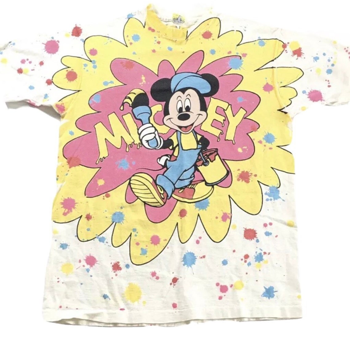 1990s MICKEY MOUSE PAINTER All Over Print Single Stitch - Etsy