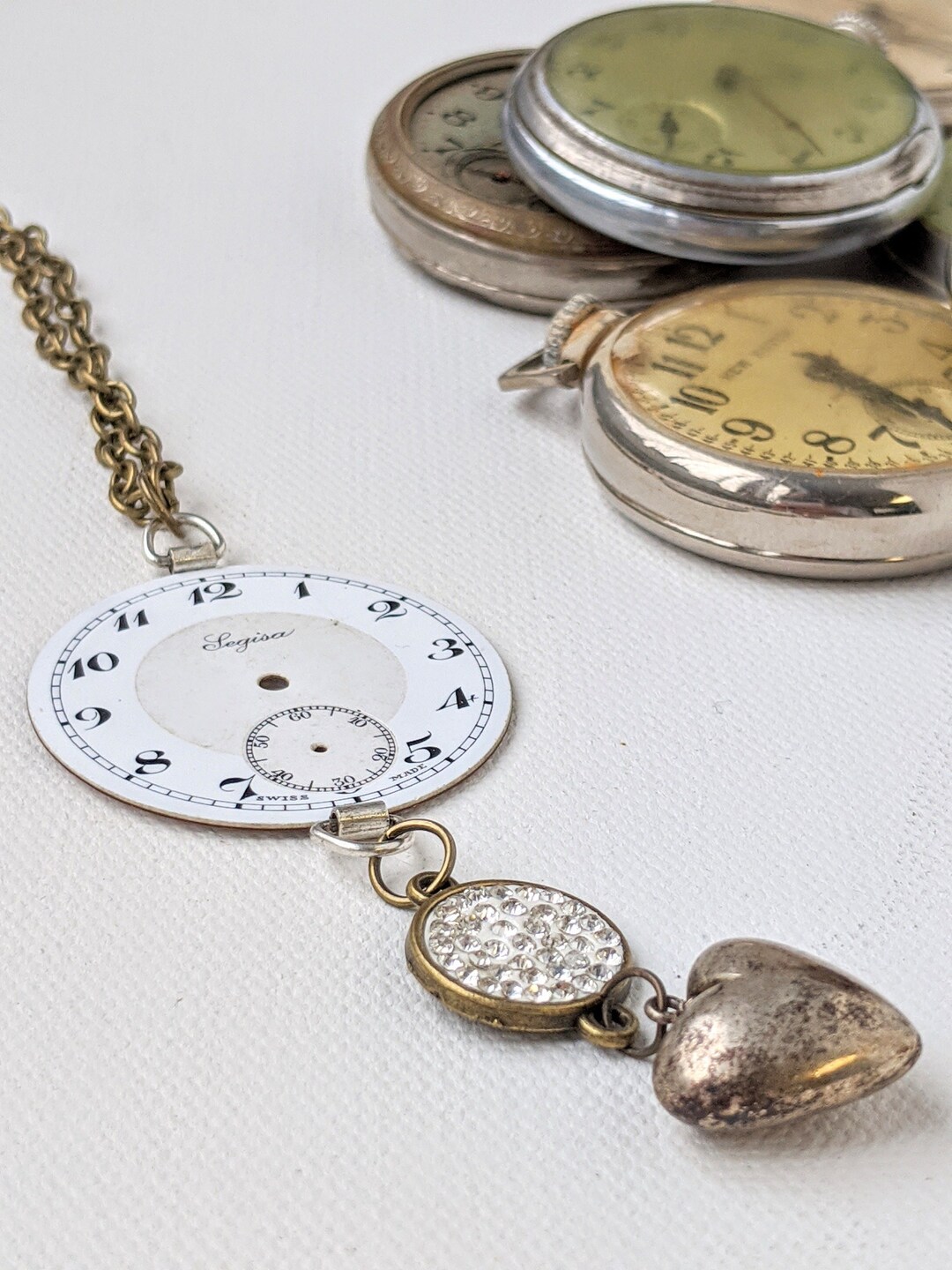 Vintage Pocket Watch Face Repurpose-assemblage Necklace-vintage Redo ...