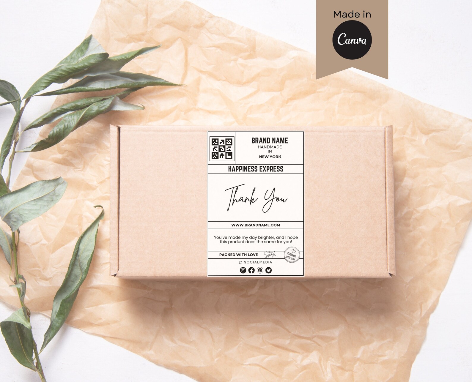 Editable Shipping Label Template for Handmade Business Customizable ...