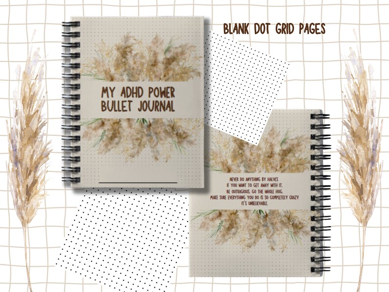 ADHD Bullet Journal Printable Dot Grid Journal Undated Planner Calming ...