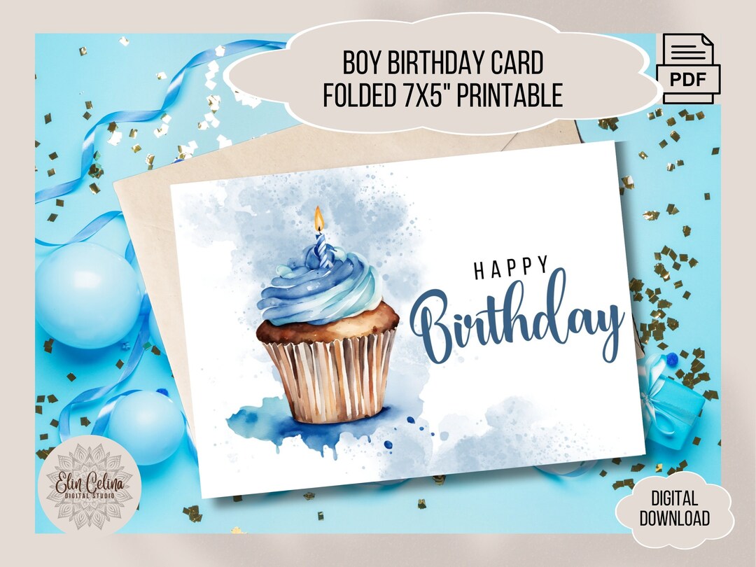 Cute Cupcake Birthday Card Happy Birthday Wishes With Adorable Design ...