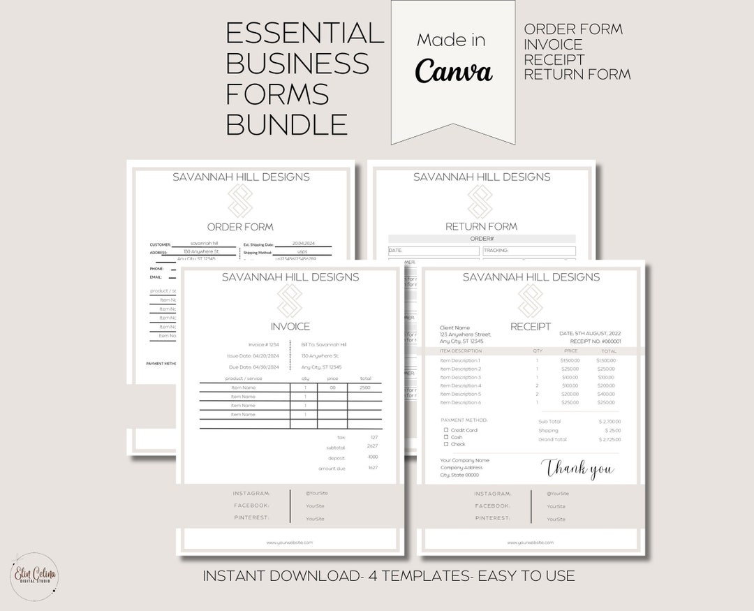 Essential Business Forms Editable Template Bundle Order Form Invoice ...