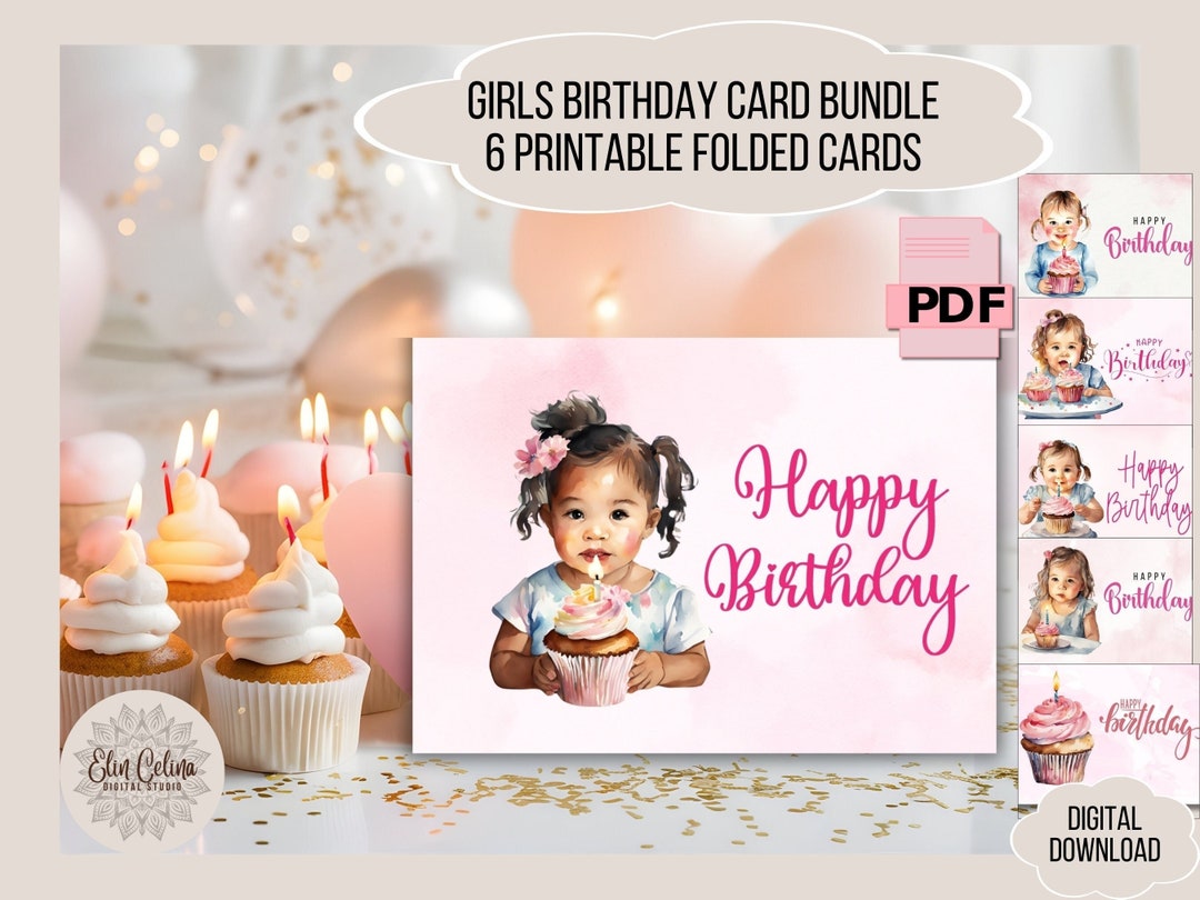 Happy Birthday Printable Card Girls Birthday Cards Cute Cards for Kids ...