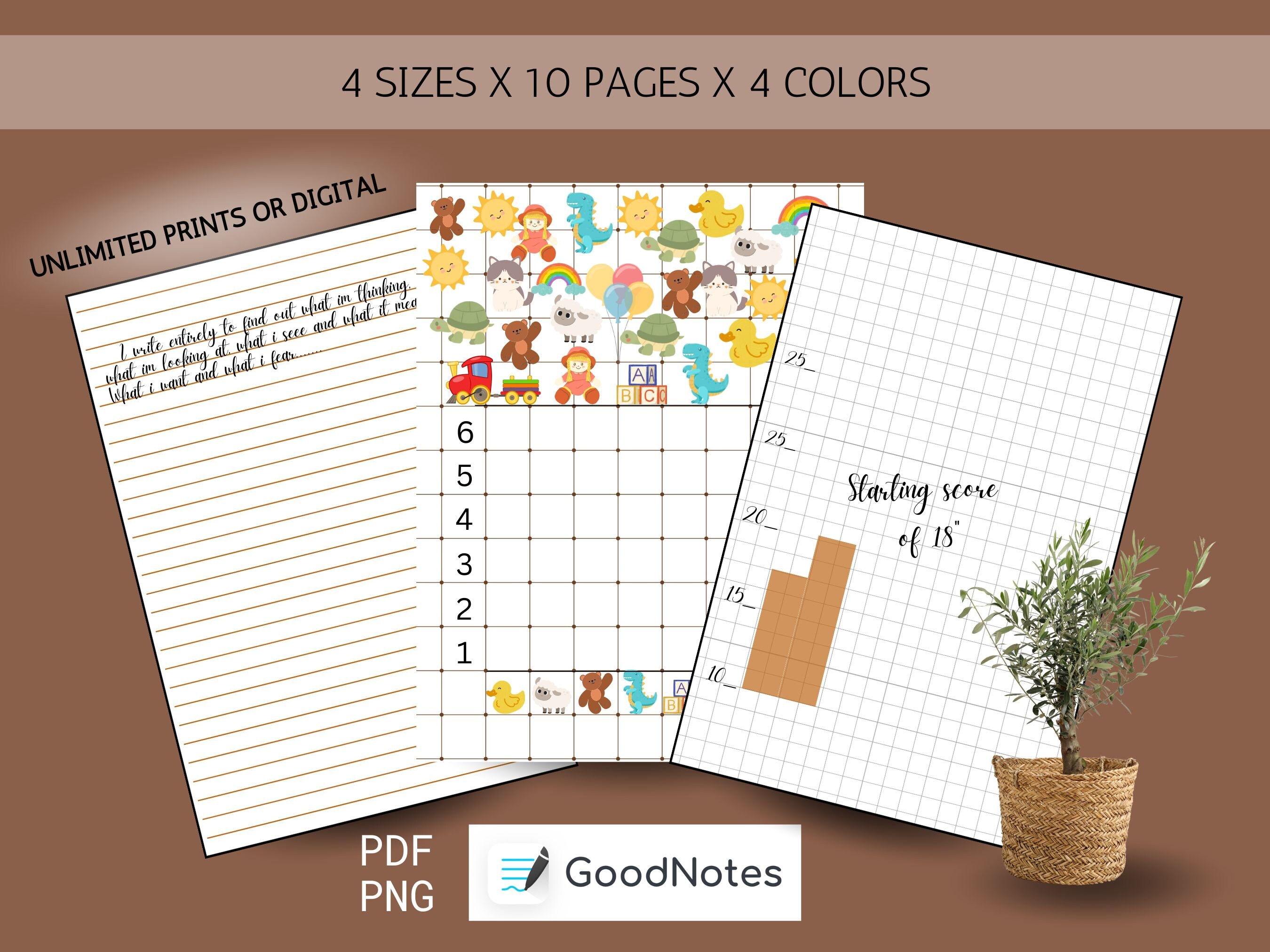 PDF Printable PNG Goodnotes Dot Grid Lined Paper Graph Paper Notebook ...