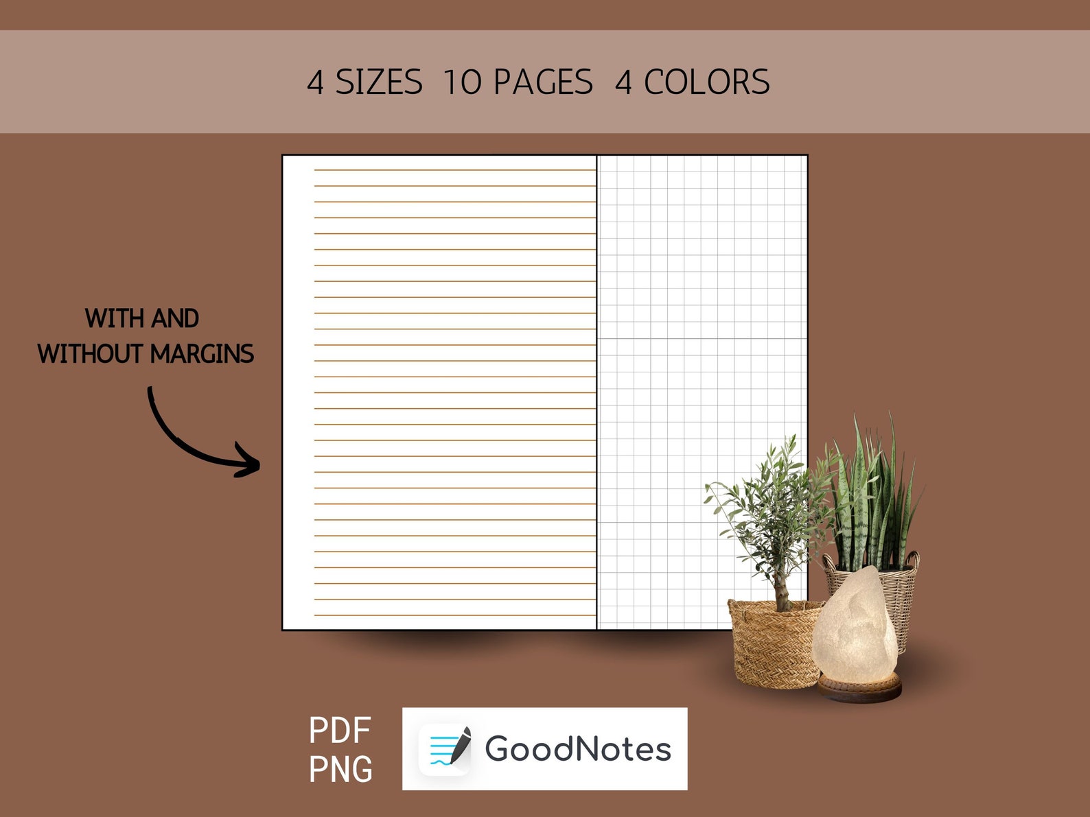 PDF Printable PNG Goodnotes Dot Grid Lined Paper Graph Paper Notebook ...