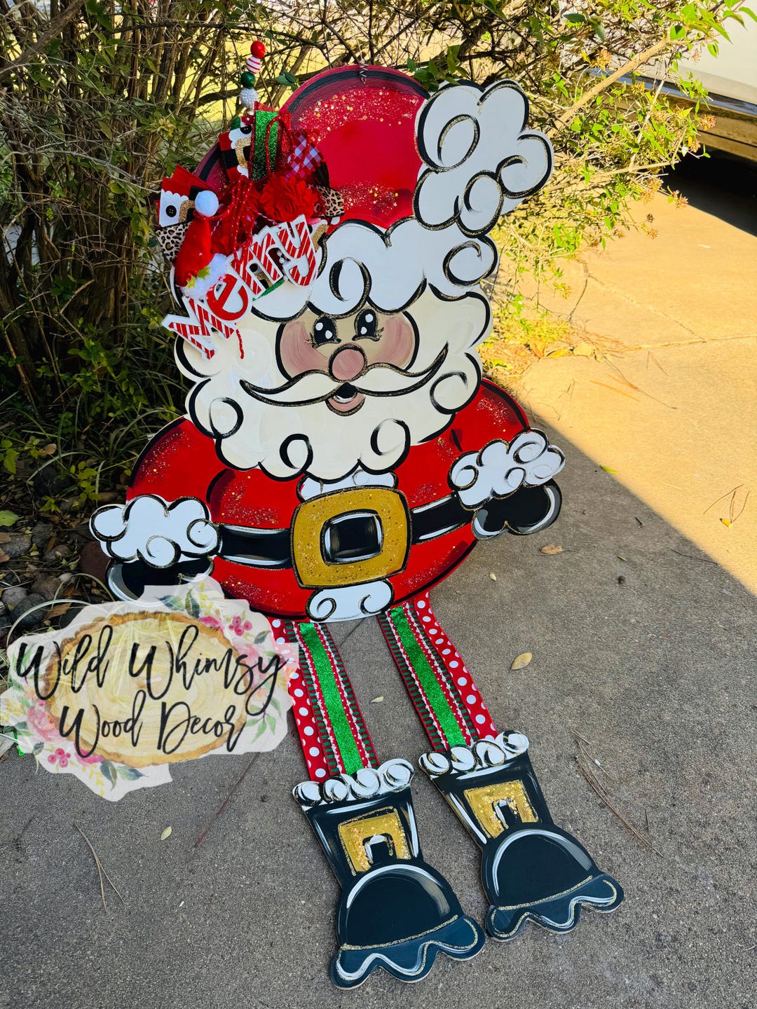 One Ribbon Leg Santa Door Hanger Pre-order - Etsy