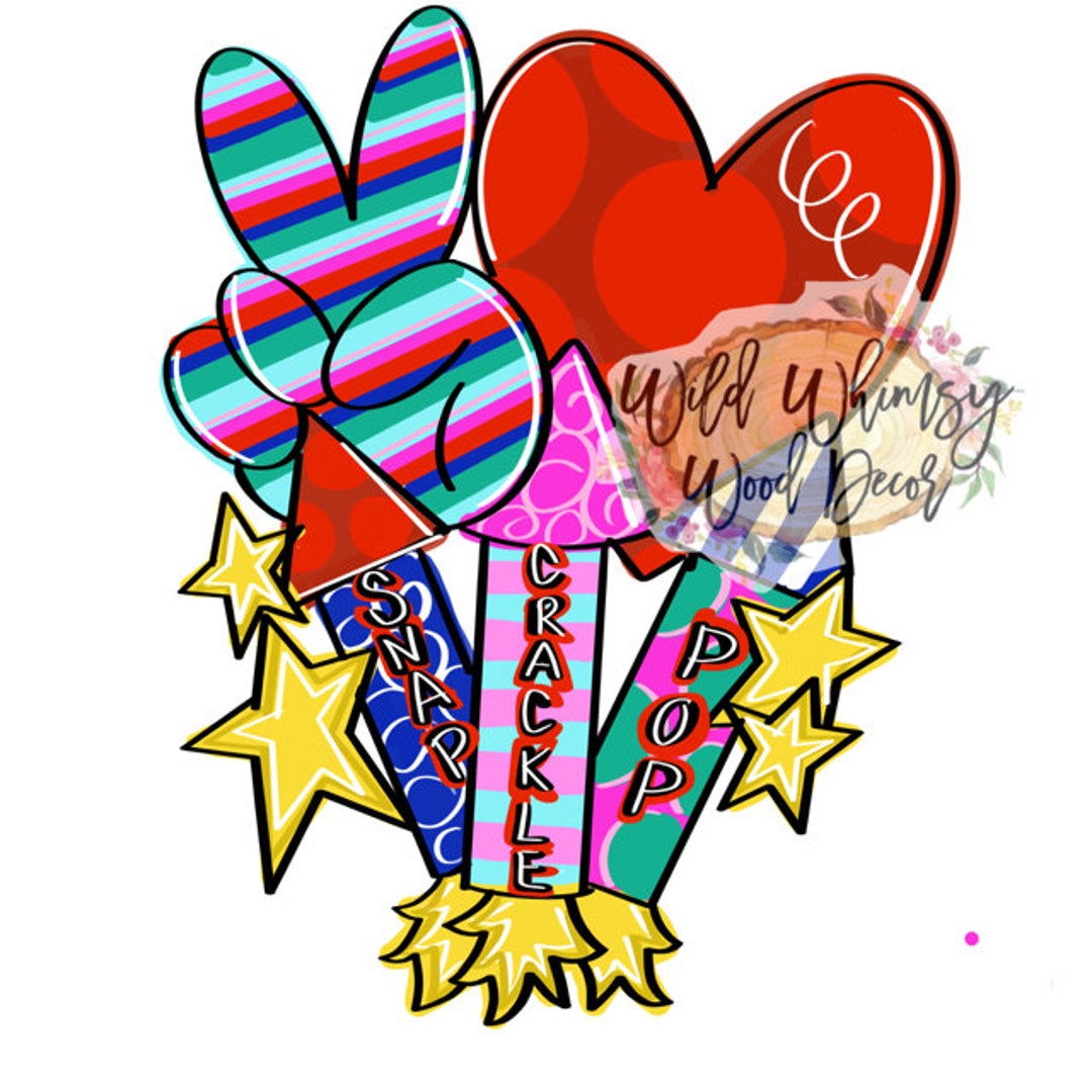 Digital Template Door Hanger Summer Patriotic Peace Fireworks - Etsy