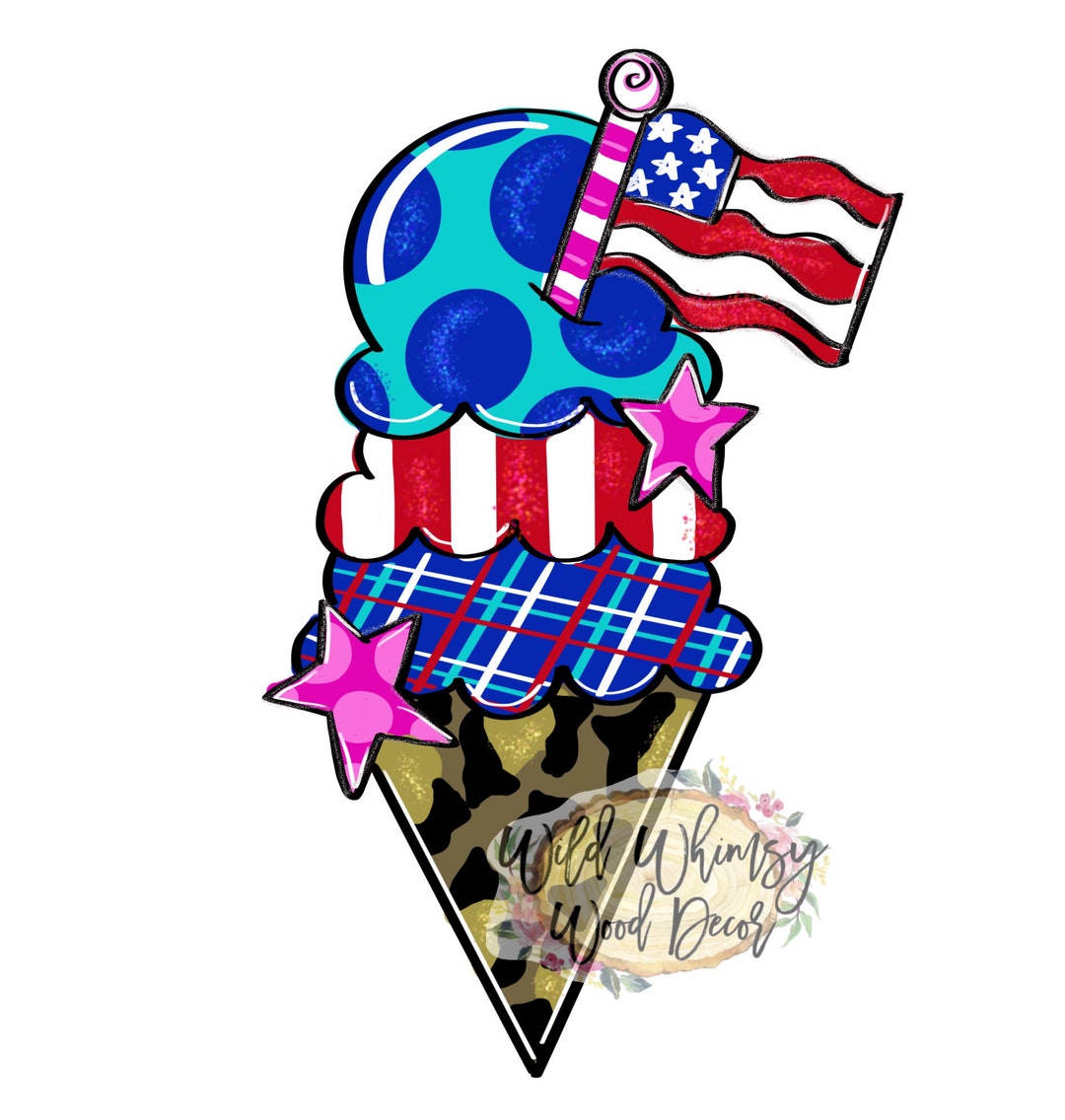 Digital Template Door Hanger Patriotic Ice Cream - Etsy