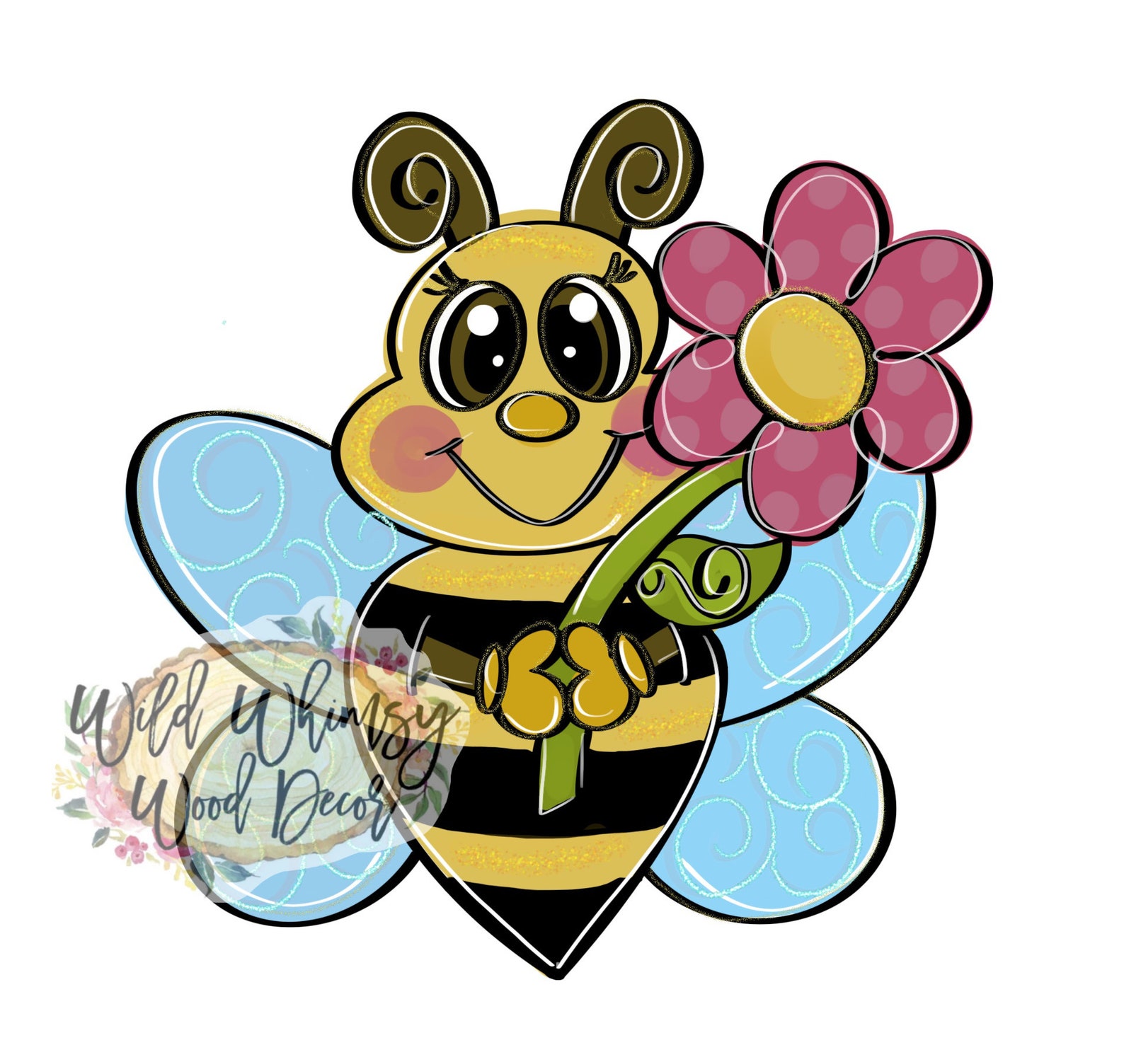 Digital Template Bee With Flower - Etsy