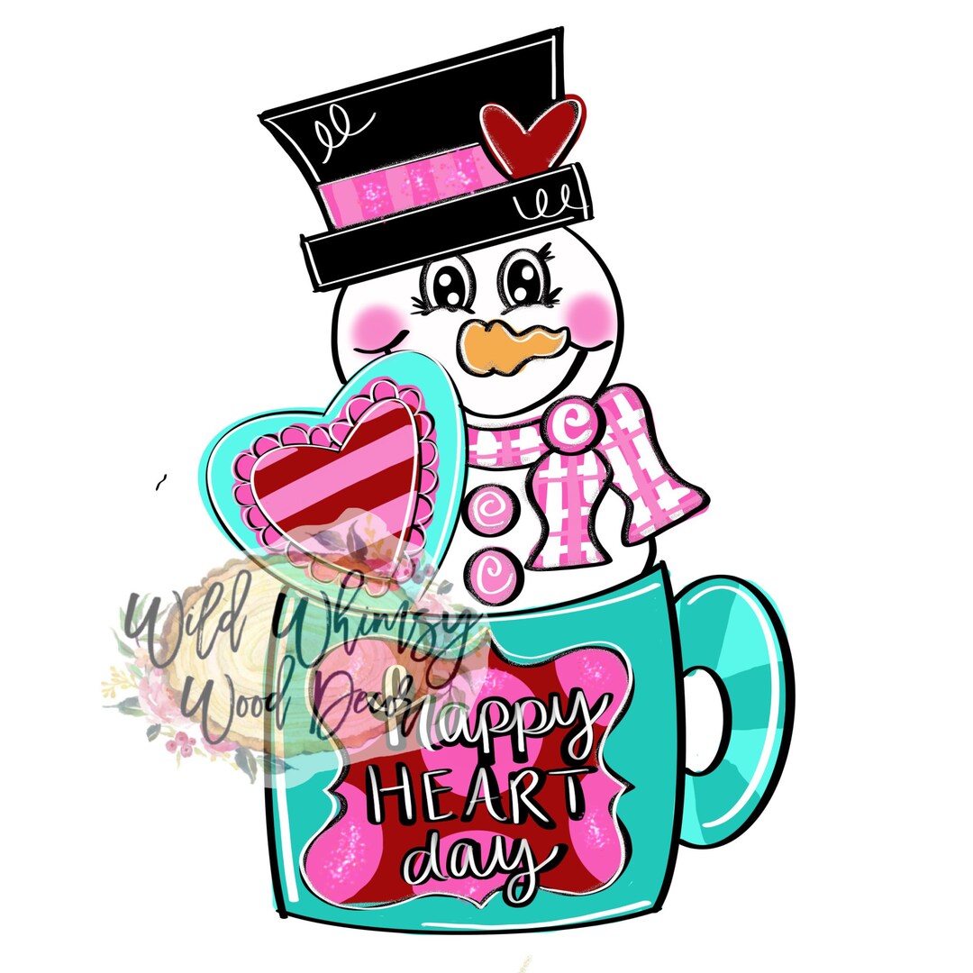 Digital Template Door Hanger Snowman Valentines Hot Cocoa - Etsy
