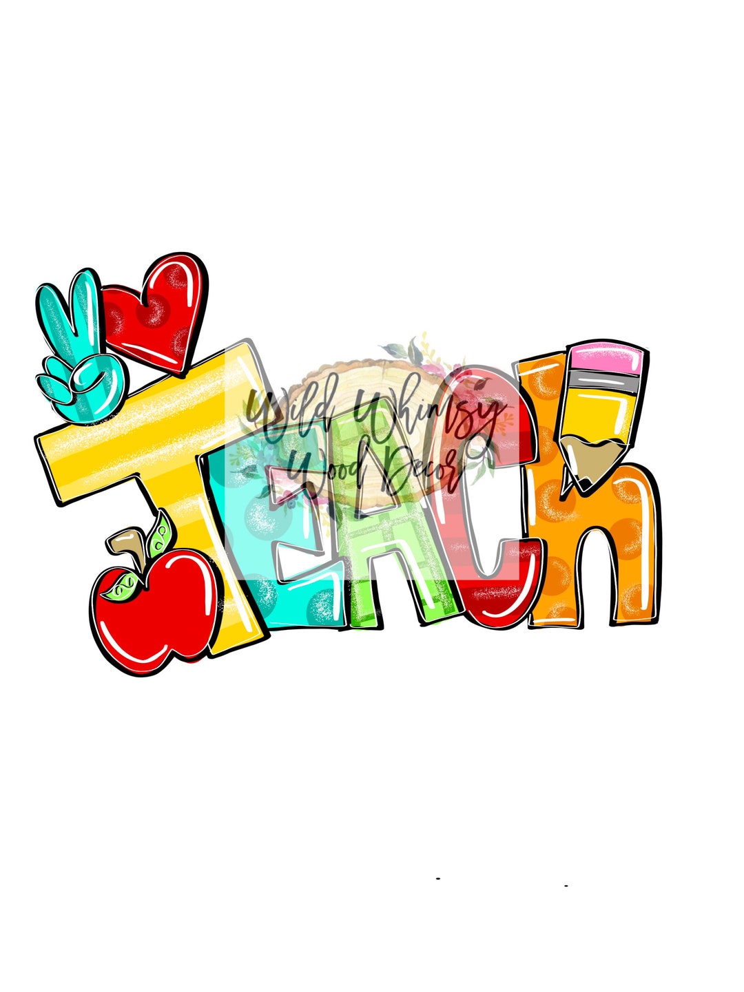 Digital Template Peace Love Teach - Etsy