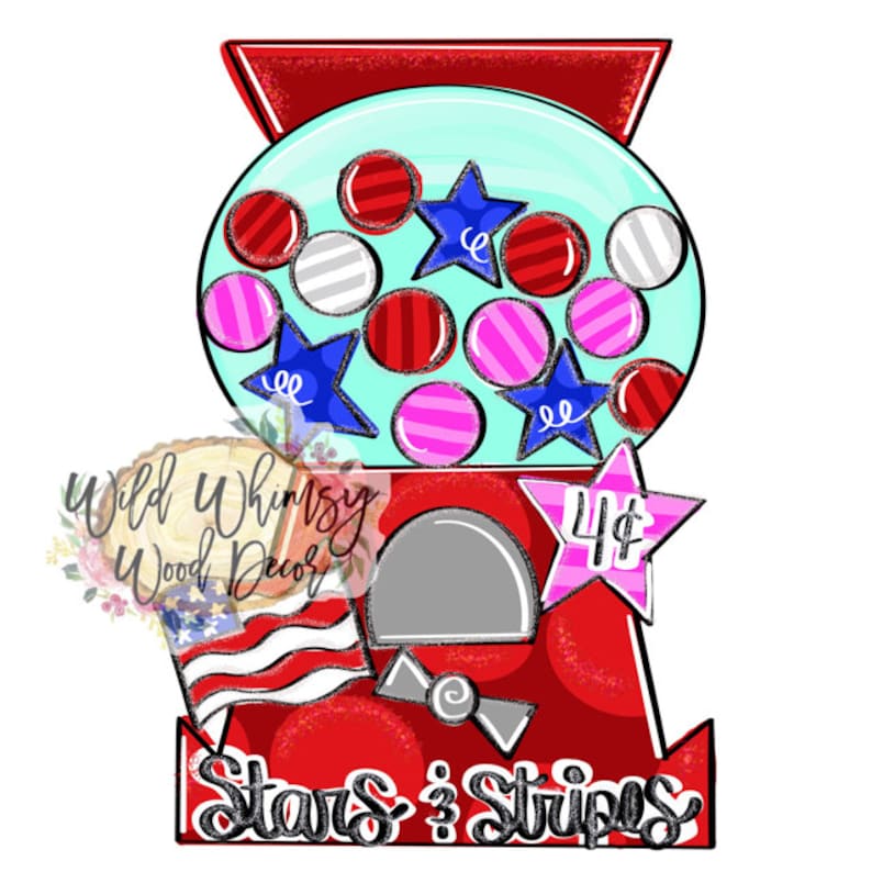 Digital Template Door Hanger Gumball Patriotic - Etsy