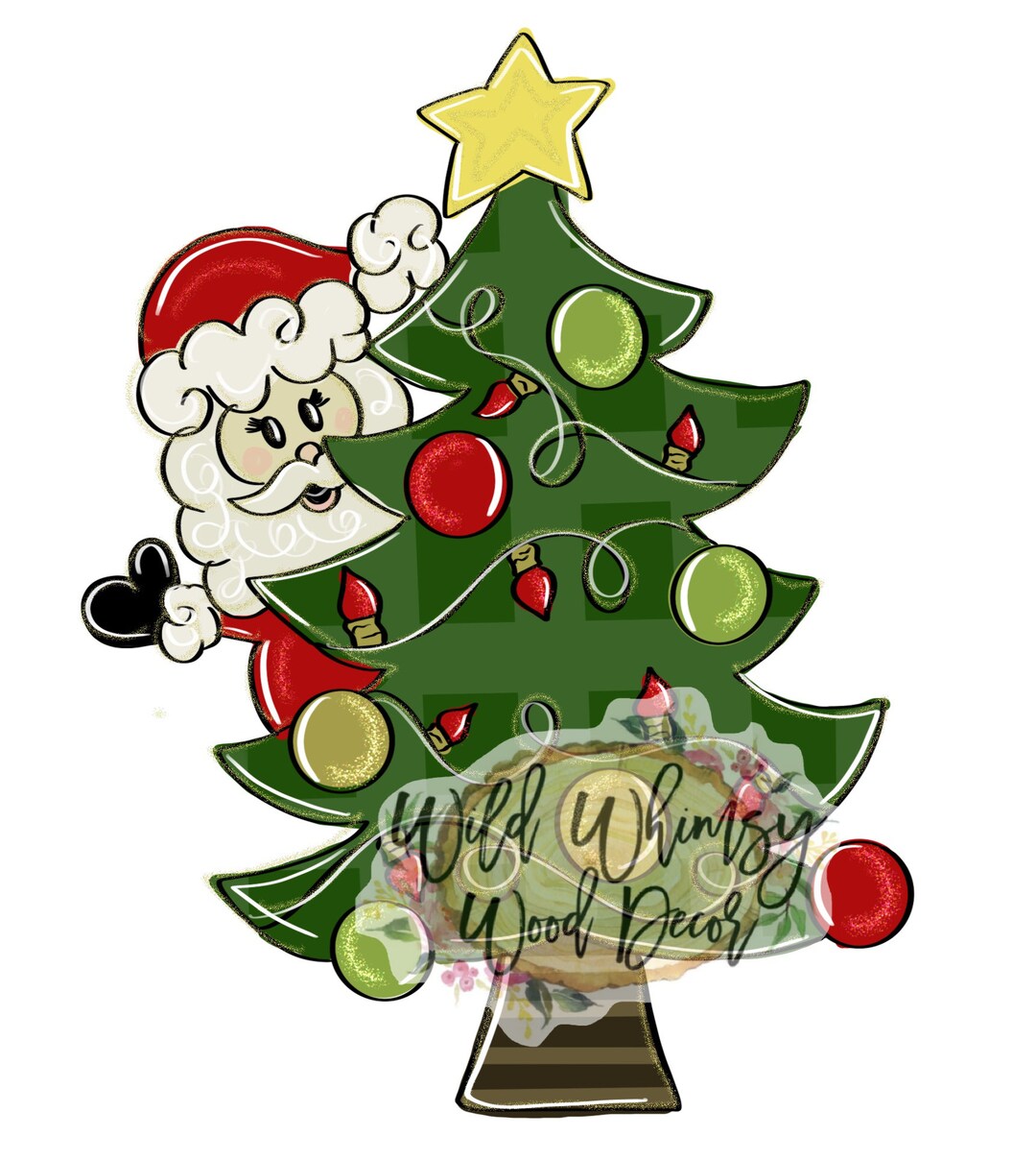 Digital Template Santa With Tree - Etsy