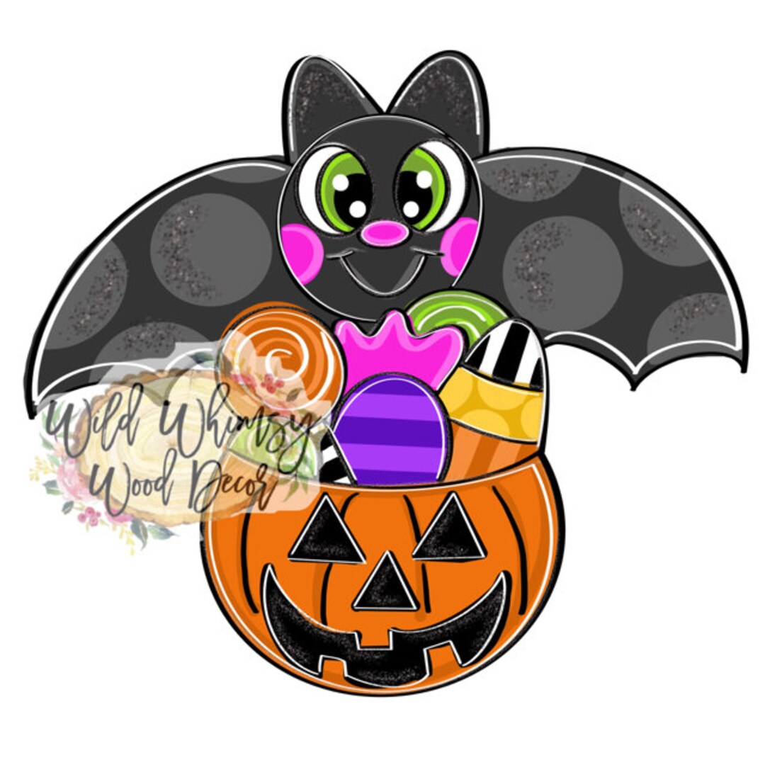 Digital Template Halloween Bat Candy Pumpkin - Etsy