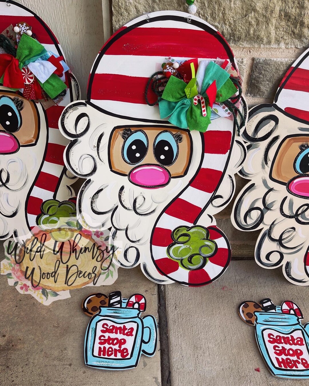 One Christmas Santa Face Door Hanger - Etsy