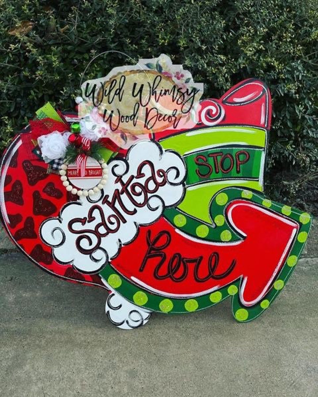 Santa Stop Here Arrow Doorhanger Pre-order - Etsy