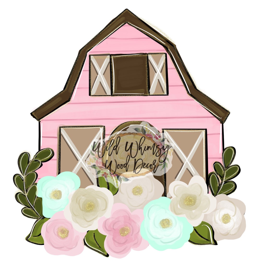 Digital Template Pink Farm House Barn - Etsy