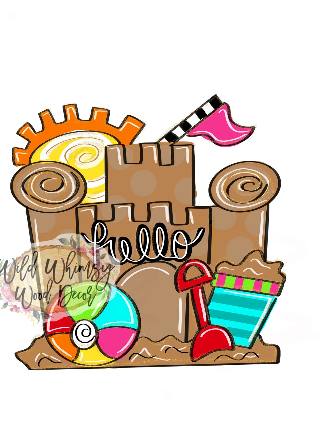 Digital Template Door Hanger Sandcastle - Etsy