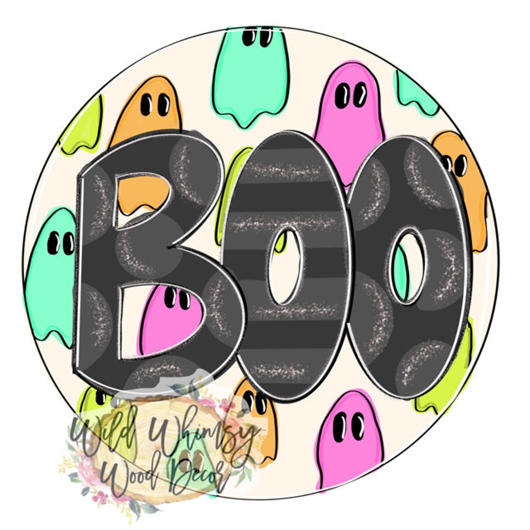 Digital Template Door Hanger Boo Round - Etsy