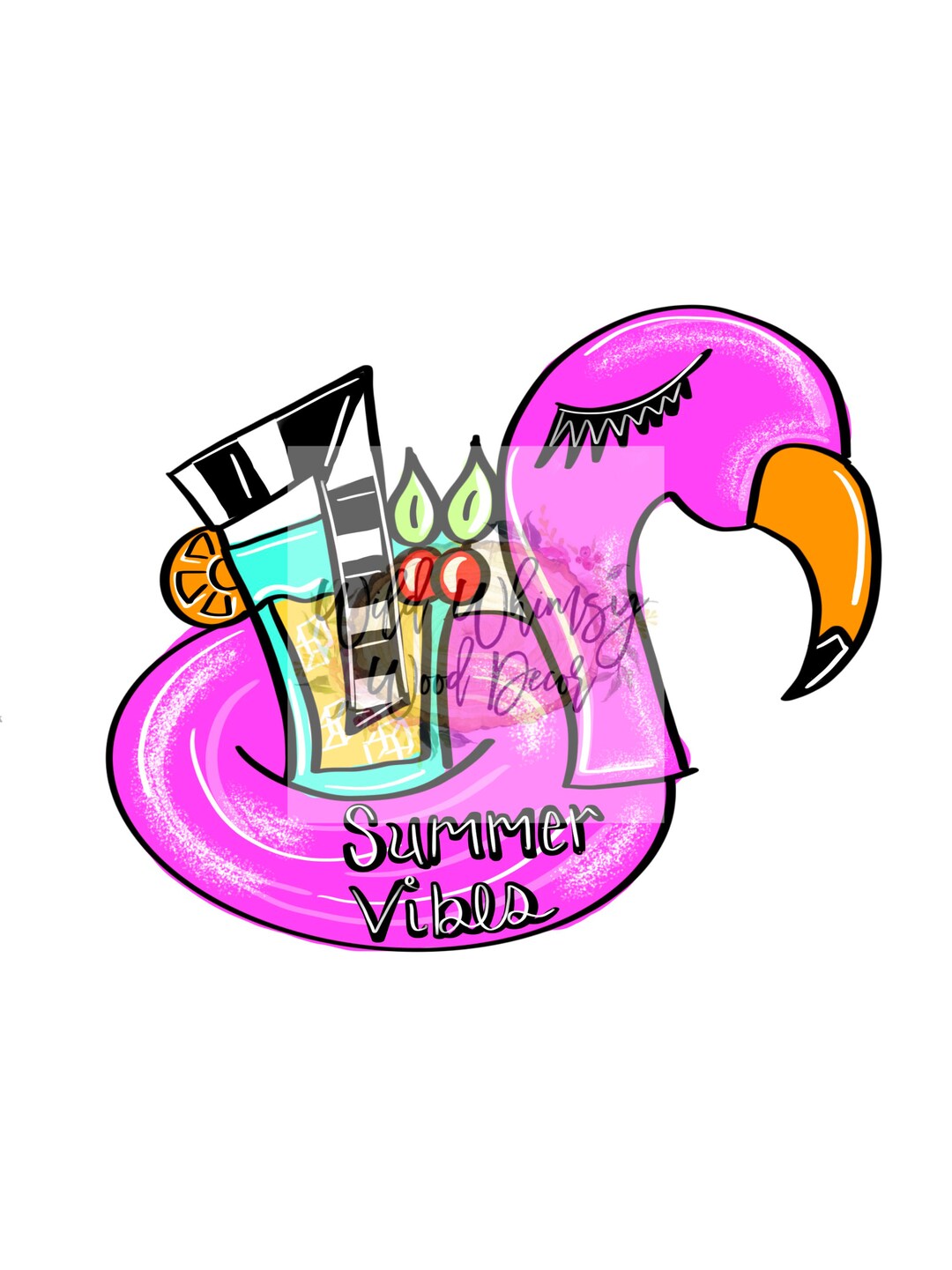 Digital Template Summer Flamingo Floatie Drink - Etsy
