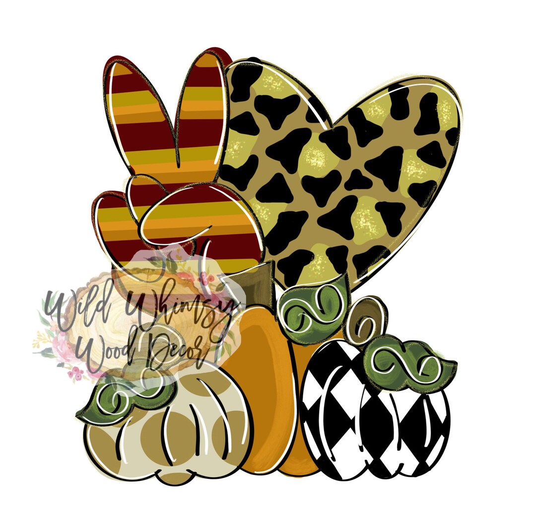 Digital Template Peace Love Pumpkins - Etsy