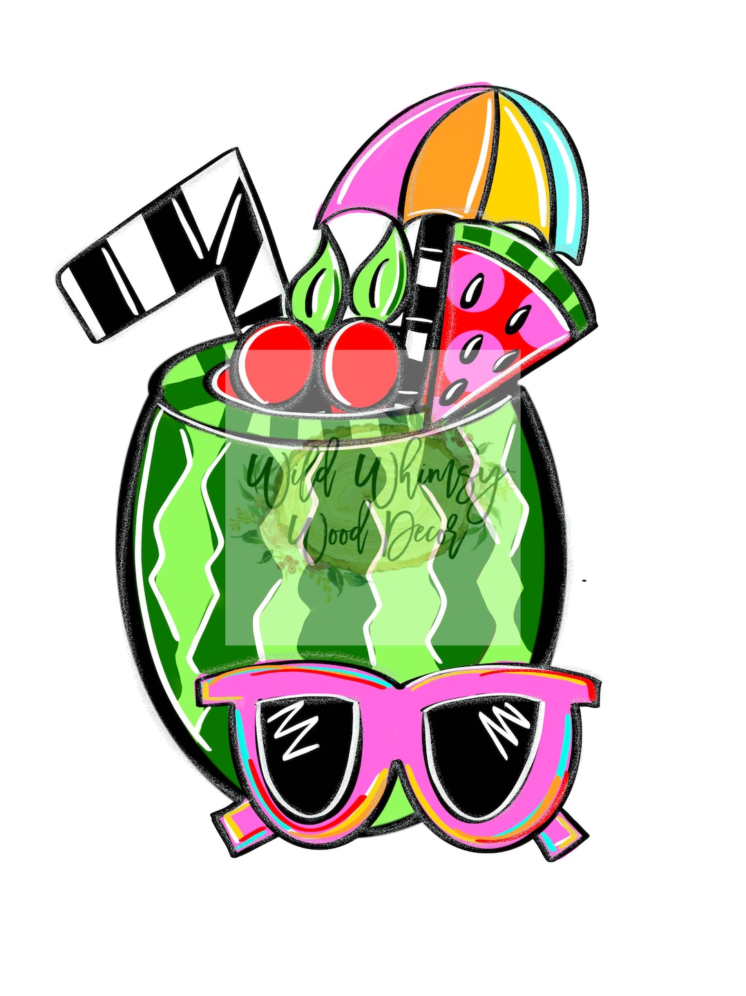 Digital Template Watermelon Summer Drink - Etsy