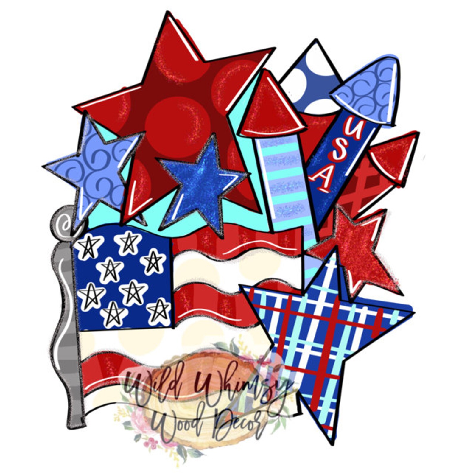 Digital Template Door Hanger Patriotic Collage - Etsy