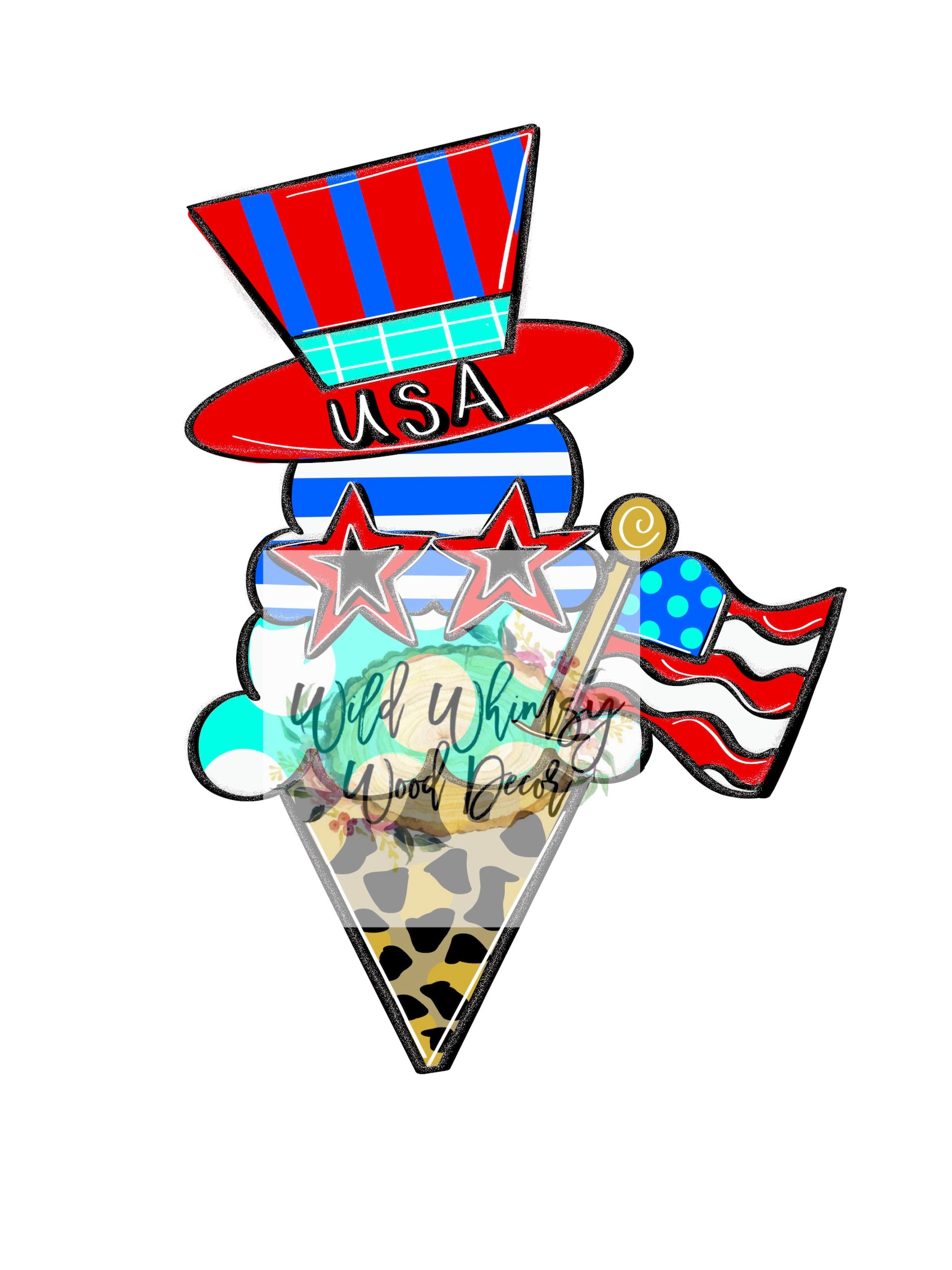 Digital Template Patriotic July Fourth Ice Cream Flag - Etsy