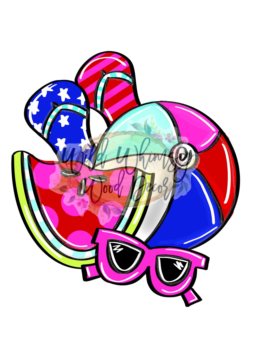Digital Template Summer Watermelon Beach Ball Sanglasses - Etsy