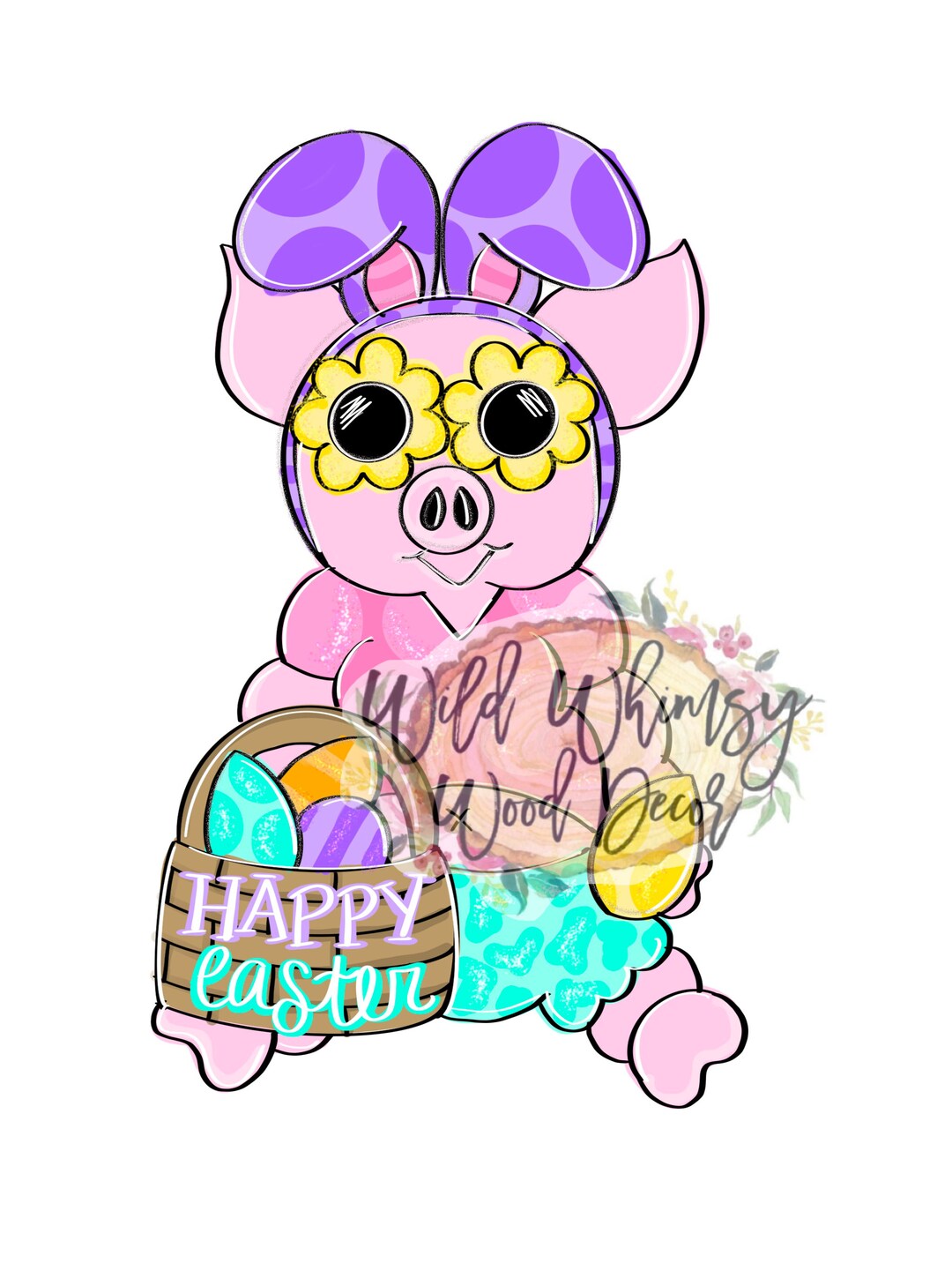 Digital Template Easter Bunny Pig - Etsy