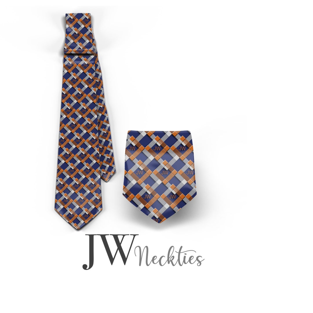 JW Theme Neckties “plaid Orange Blue” JW.ORG Neckties. Gift Jw Gifts - Etsy
