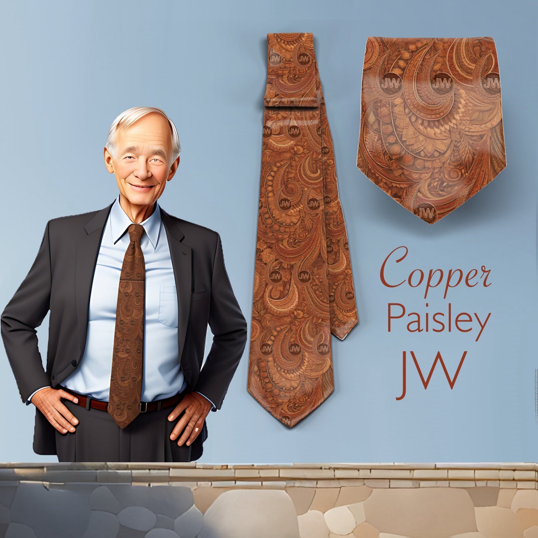 JW Theme Neckties "jw Copper Paisley" Standard Size 58" or 62 “ Extra ...