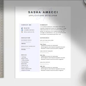 Resume Template Signature Design Blue - Etsy