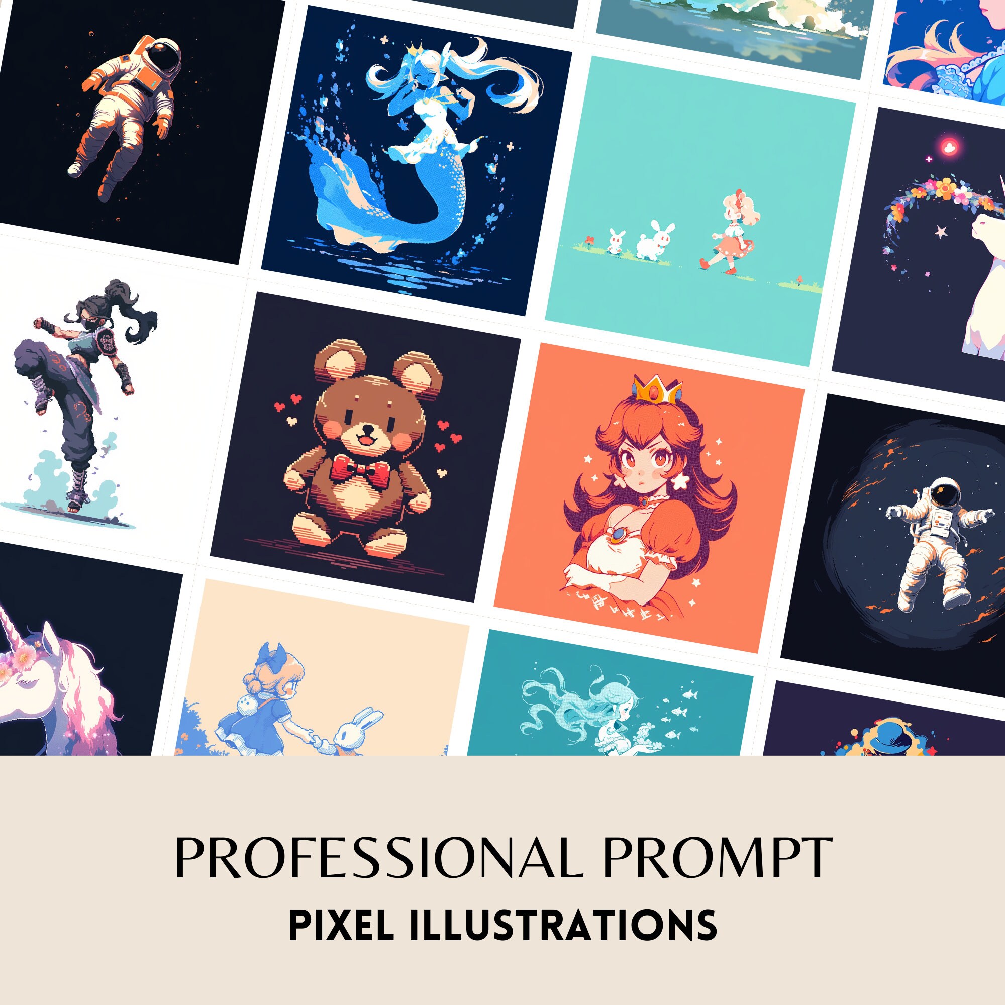 Midjourney Prompts, Cross Stitch Pixel Illustrations, Computer Pixel Clipart, Character Doodle ...