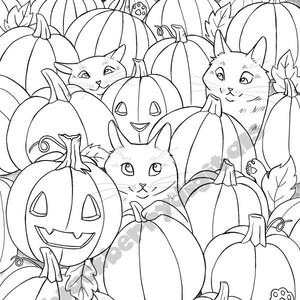 Cute Cat Coloring Page, Hand-drawn Halloween Coloring Sheet, Cat ...