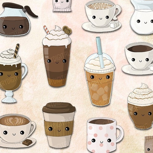 Kawaii Coffee Clipart Set Coffee Clip Art Cafe Clip Art - Etsy Canada