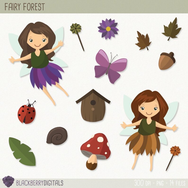 Fairy Forest Clipart Set fairy clip art images fairy vector | Etsy