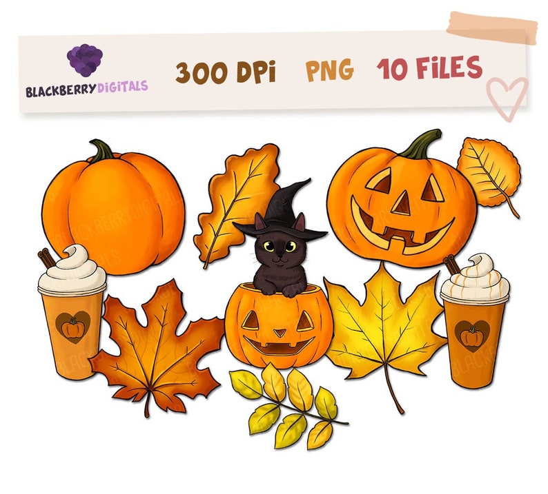Kawaii Halloween Clipart Set Fall Clip Art Autumn Clip Art - Etsy