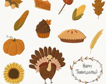 Pumpkin Clipart PNG Thanksgiving Clipart Autumn (Download Now) - Etsy